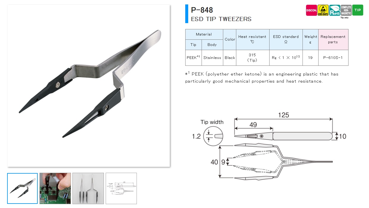 Ichiban Precision Sdn Bhd - Hozan - Hozan ESD Tip Tweezers